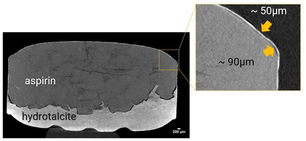 Aspirin Tablet Coating Delamination Imaging by X-ray CT