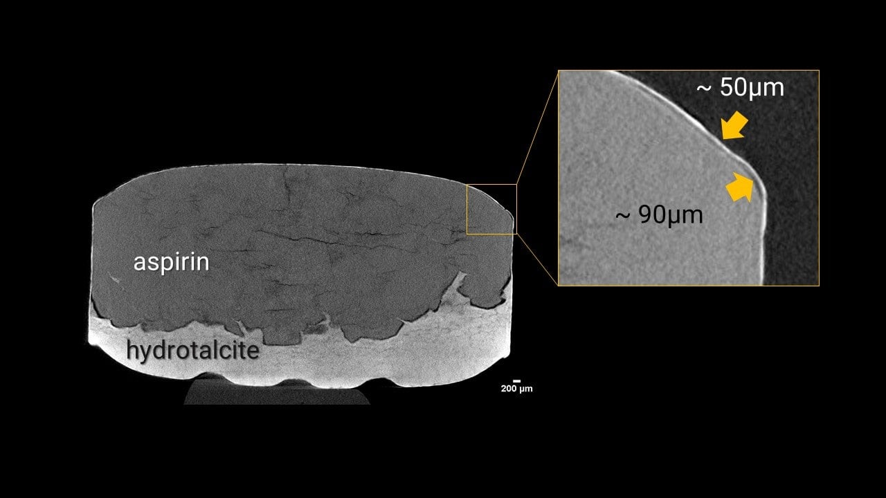 Aspirin Tablet Coating Delamination Imaging by X-ray CT